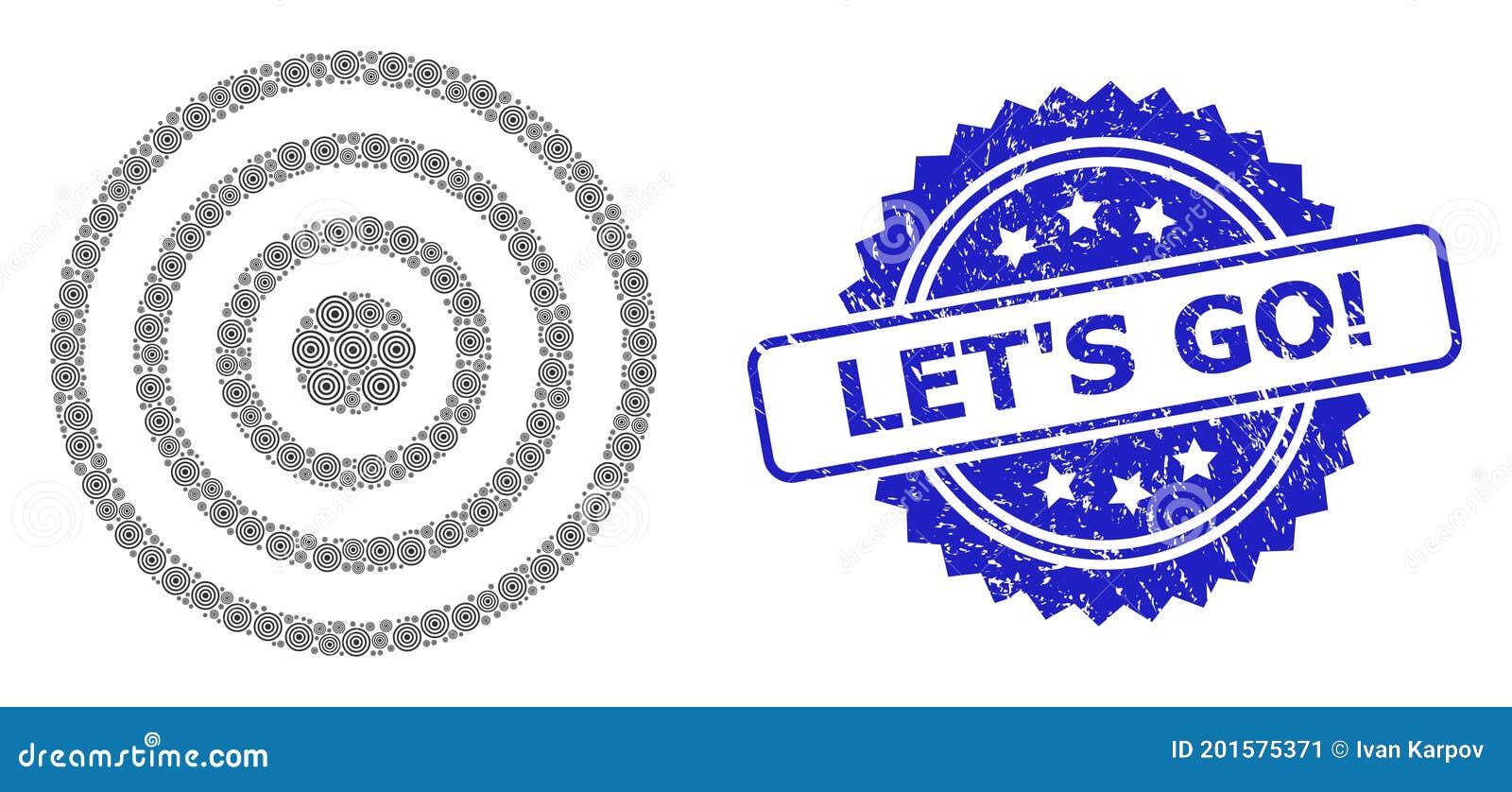 Textured Let`S Go! Watermark and Recursive Concentric Circles Icon ... Textured Let`S Go! Watermark and Recursive Concentric Circles Icon ...