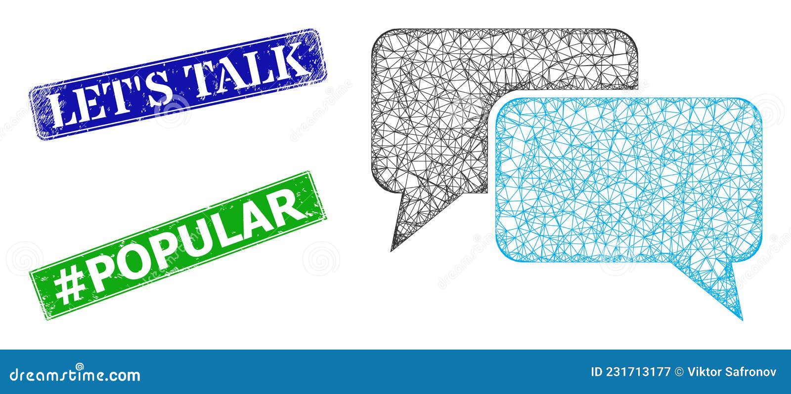 Textured Let S Talk Stamp Seals and Triangular Mesh Chat Messages Icon ...