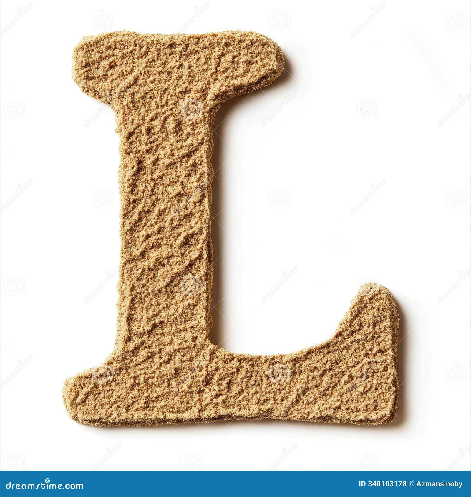 A Textured Letter "L" in a Sandy Color Against a White Background Stock ...