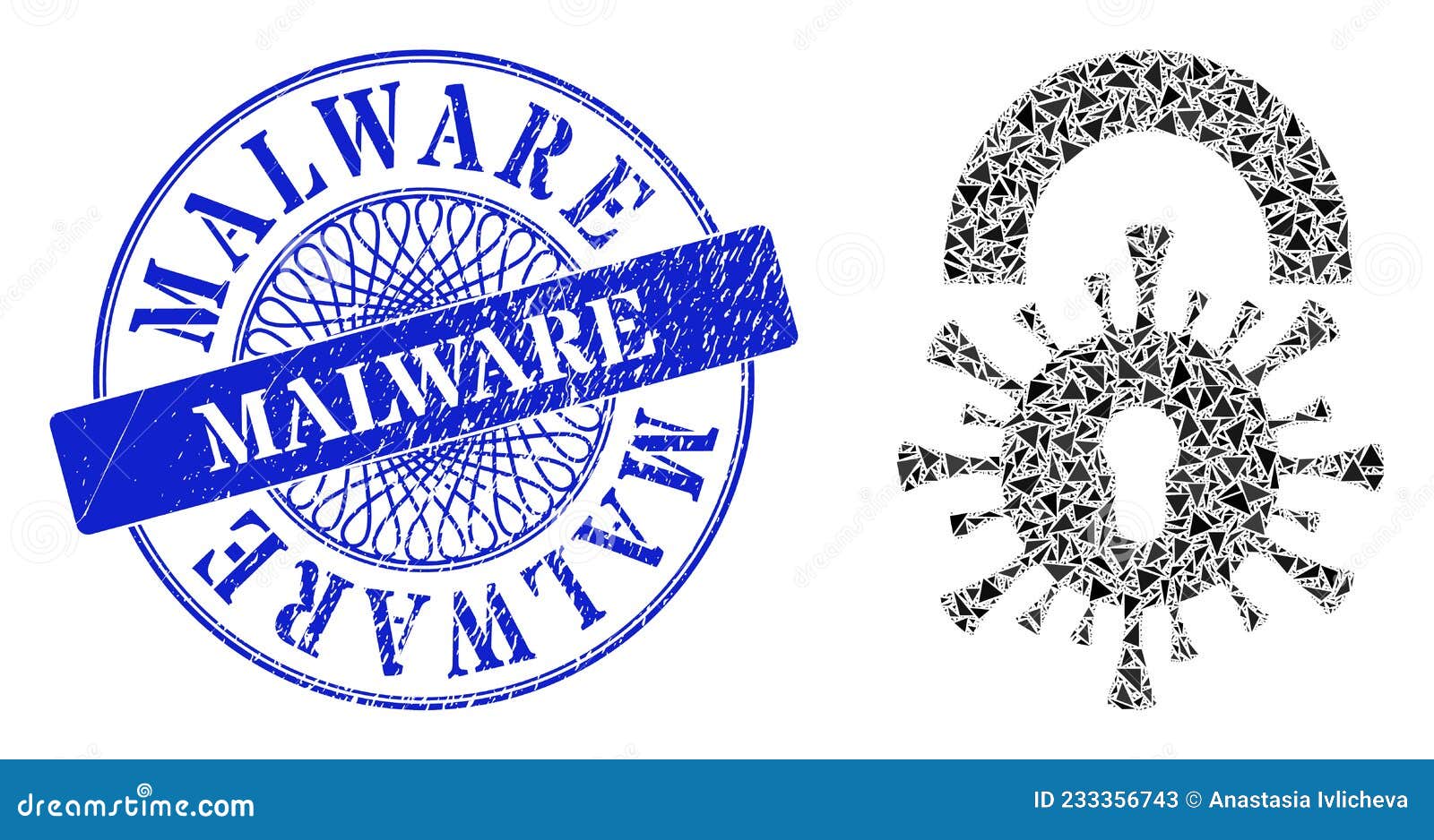 Textured Malware Stamp and Triangle Viral Lockdown Mosaic Stock Vector ...