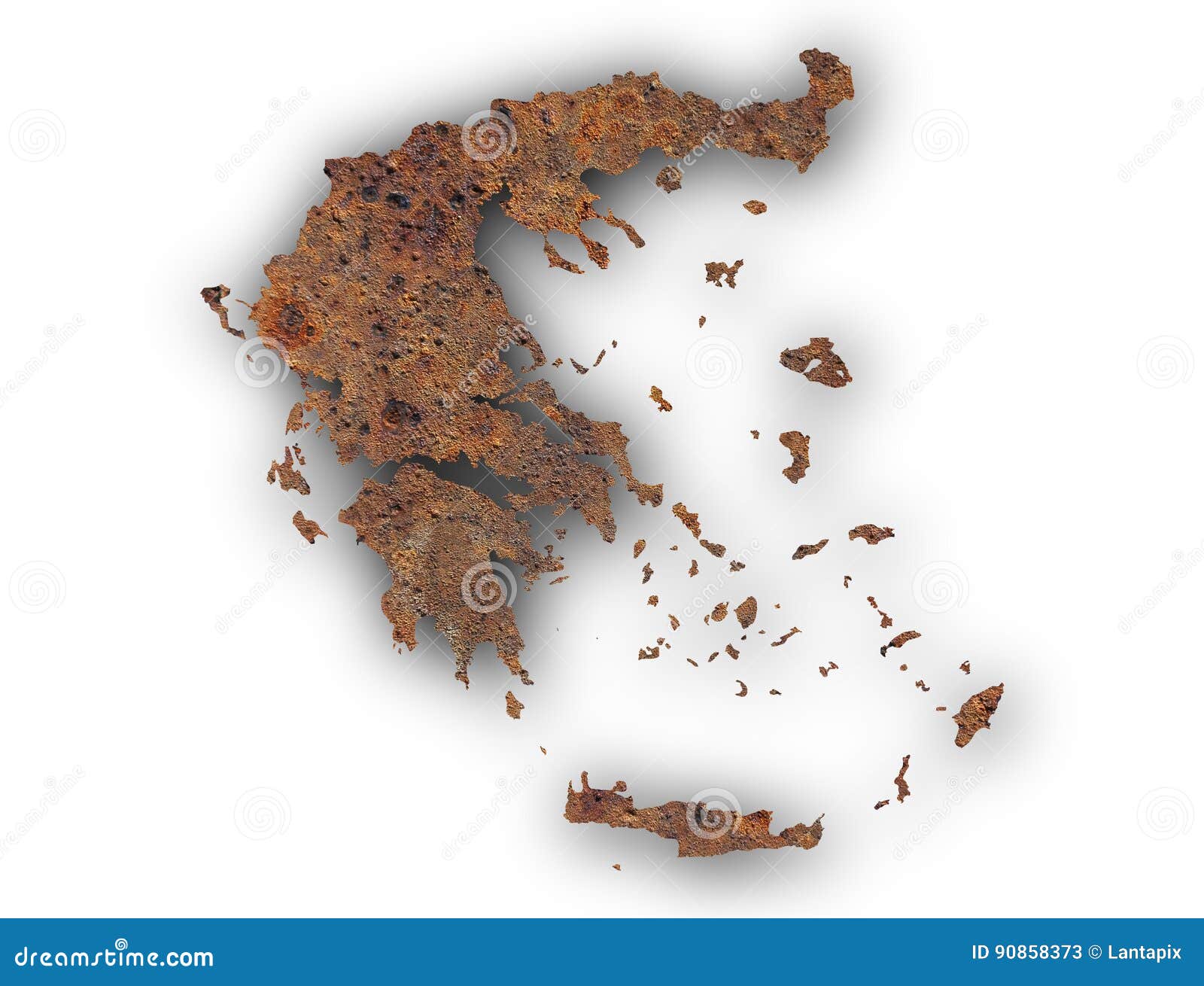 Textured Map of Greece in Nice Colors Stock Illustration - Illustration ...