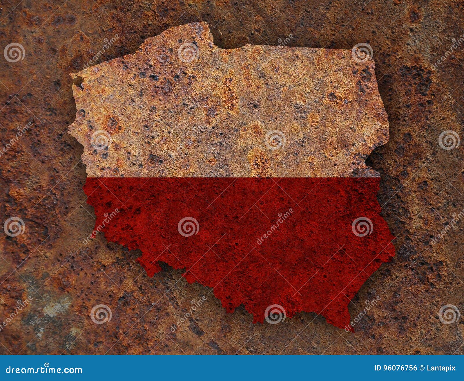 Textured Map of Poland in Nice Colors Stock Photo - Image of rusty ...