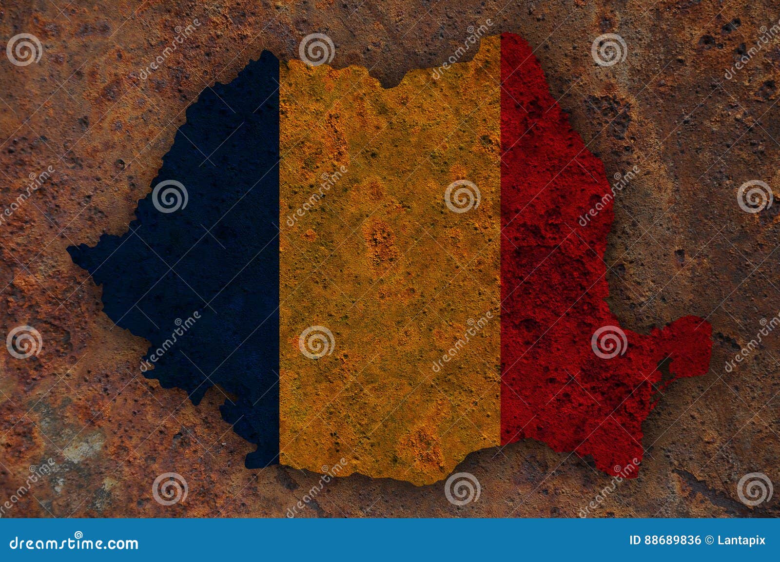 Textured Map of Romania in Nice Colors Stock Illustration ...