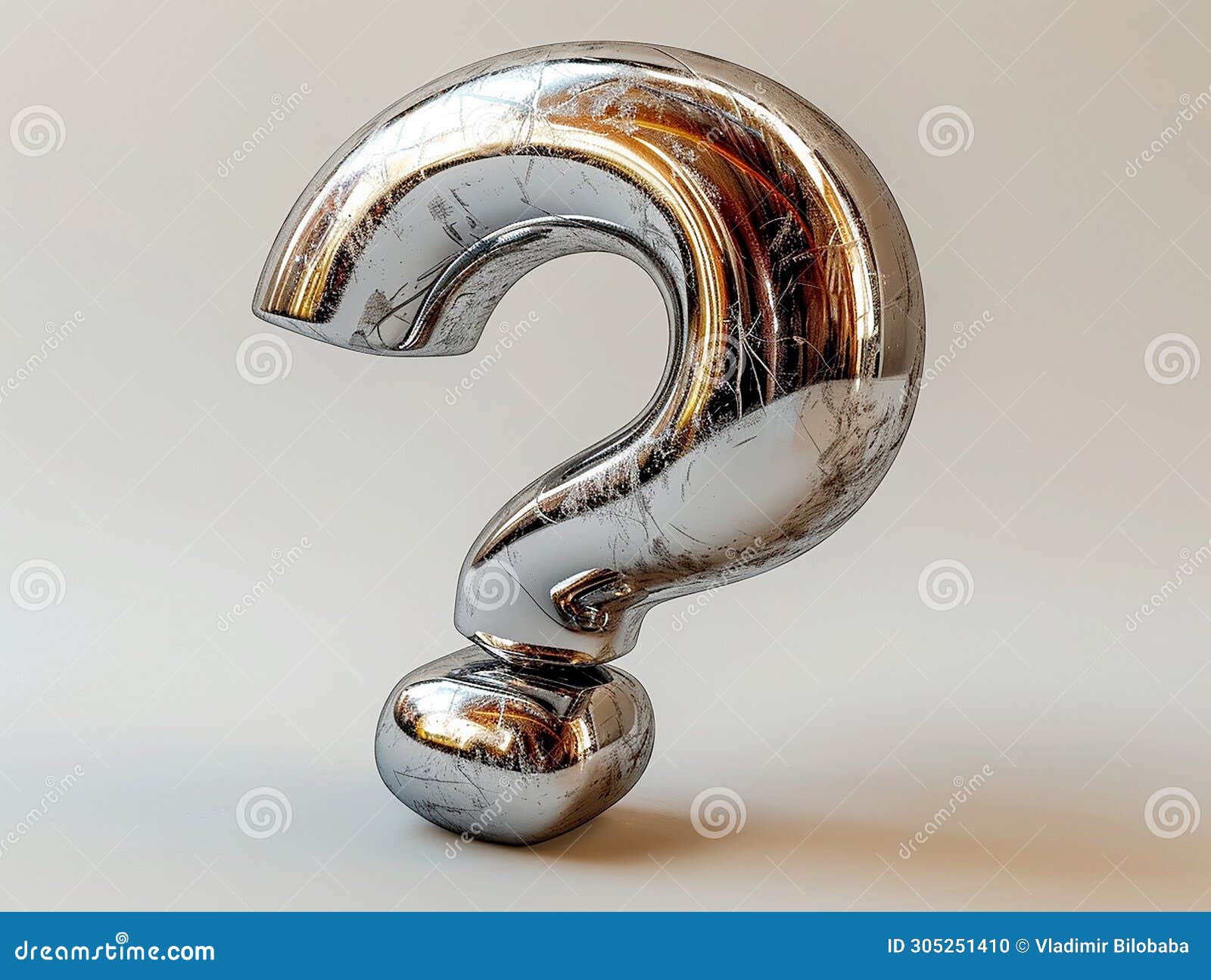 Textured Metal 3D Question Mark on a Light Background Stock ...