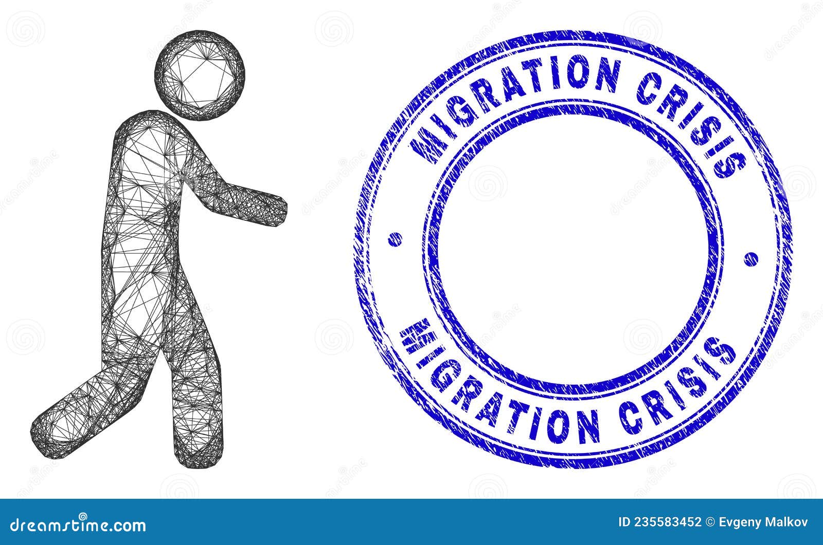 Textured Migration Crisis Badge and Linear Irregular Mesh Pedestrian ...