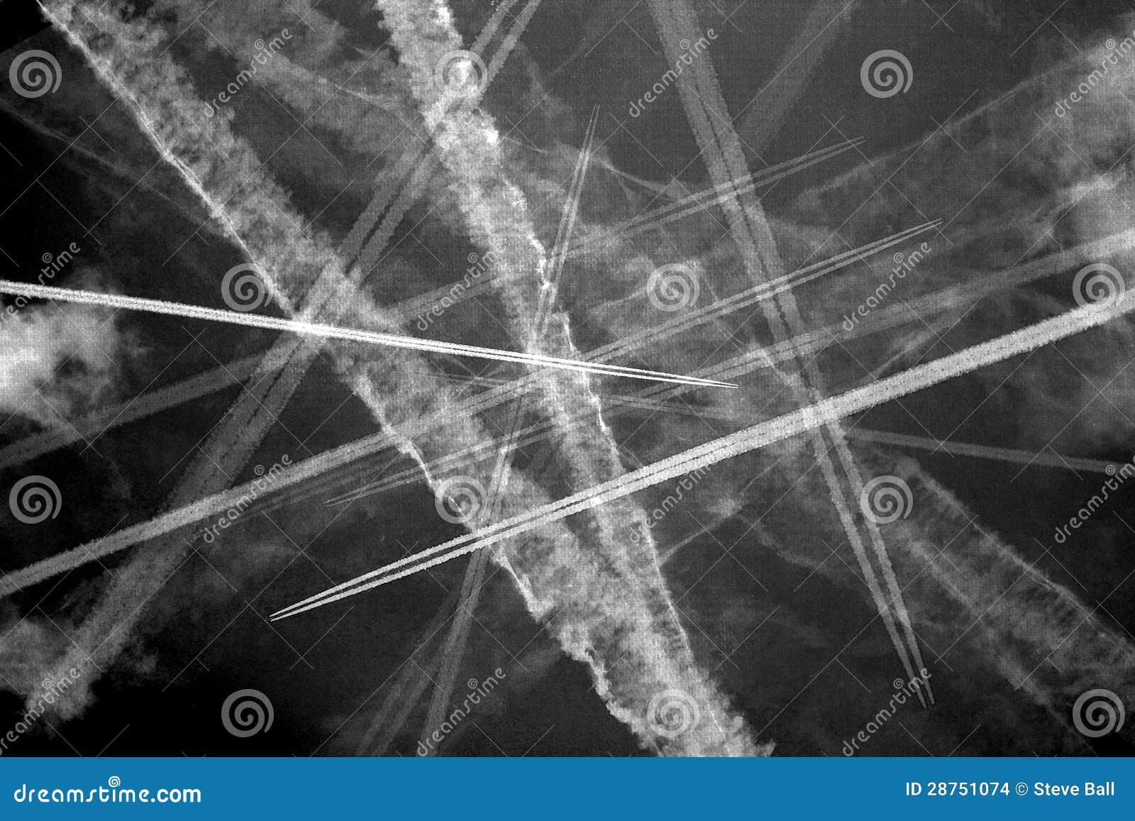Textured Mono Jet Trails in a Dark Sky Stock Photo - Image of smoke ...