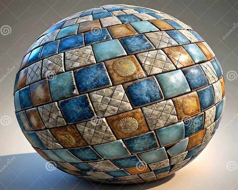 Textured Mosaic Sphere on a Gradient Background Stock Illustration ...