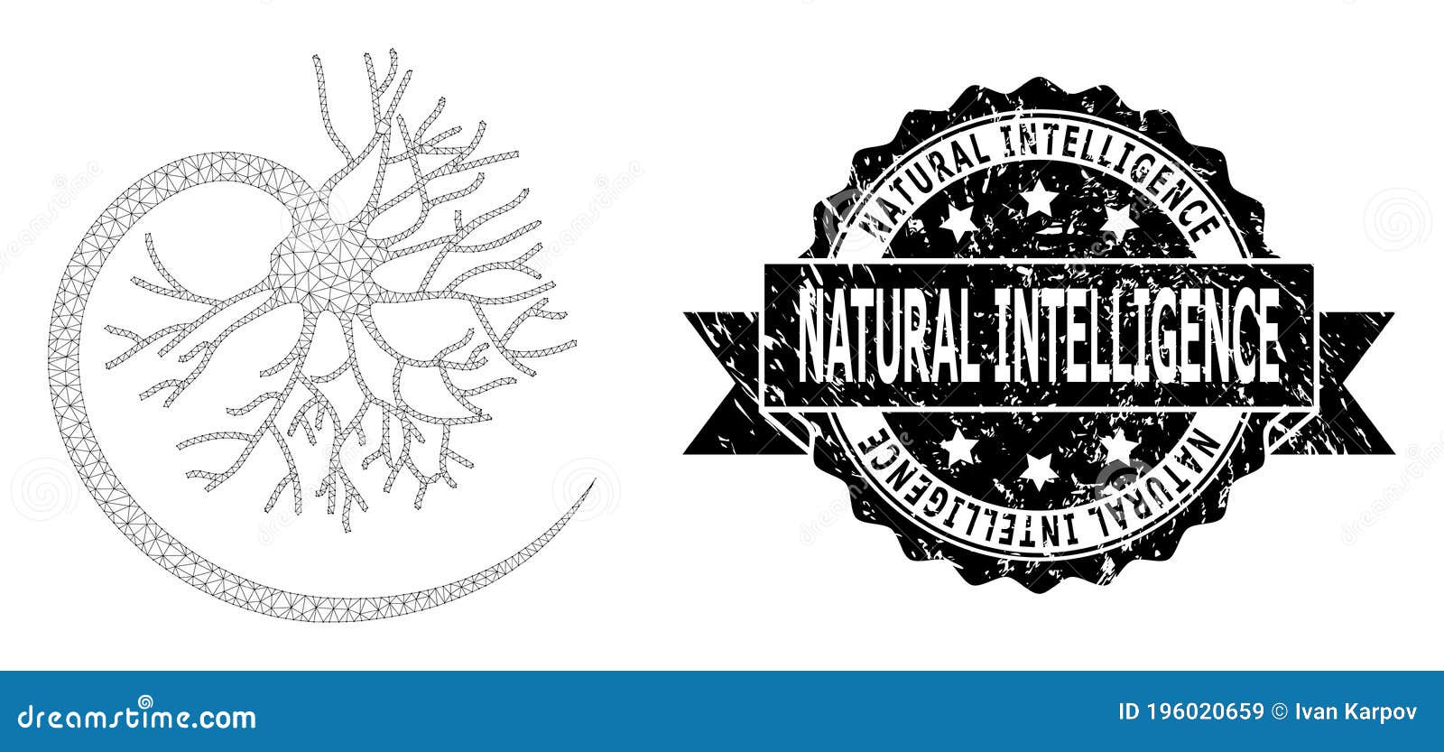 Textured Natural Intelligence Ribbon Stamp and Mesh Carcass Neuron ...