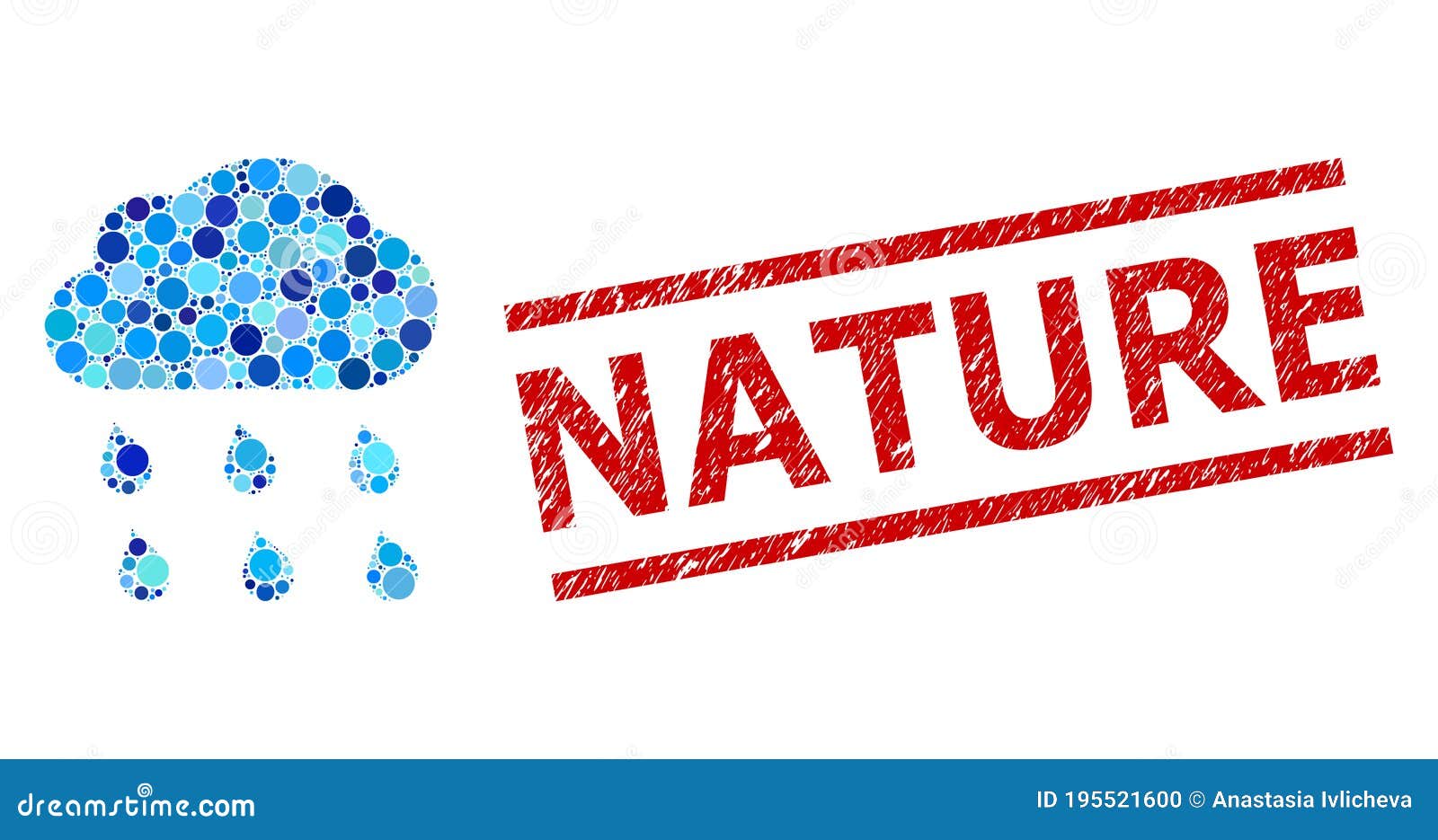 Textured Nature Watermark and Rain Cloud Mosaic of Round Dots Stock ...