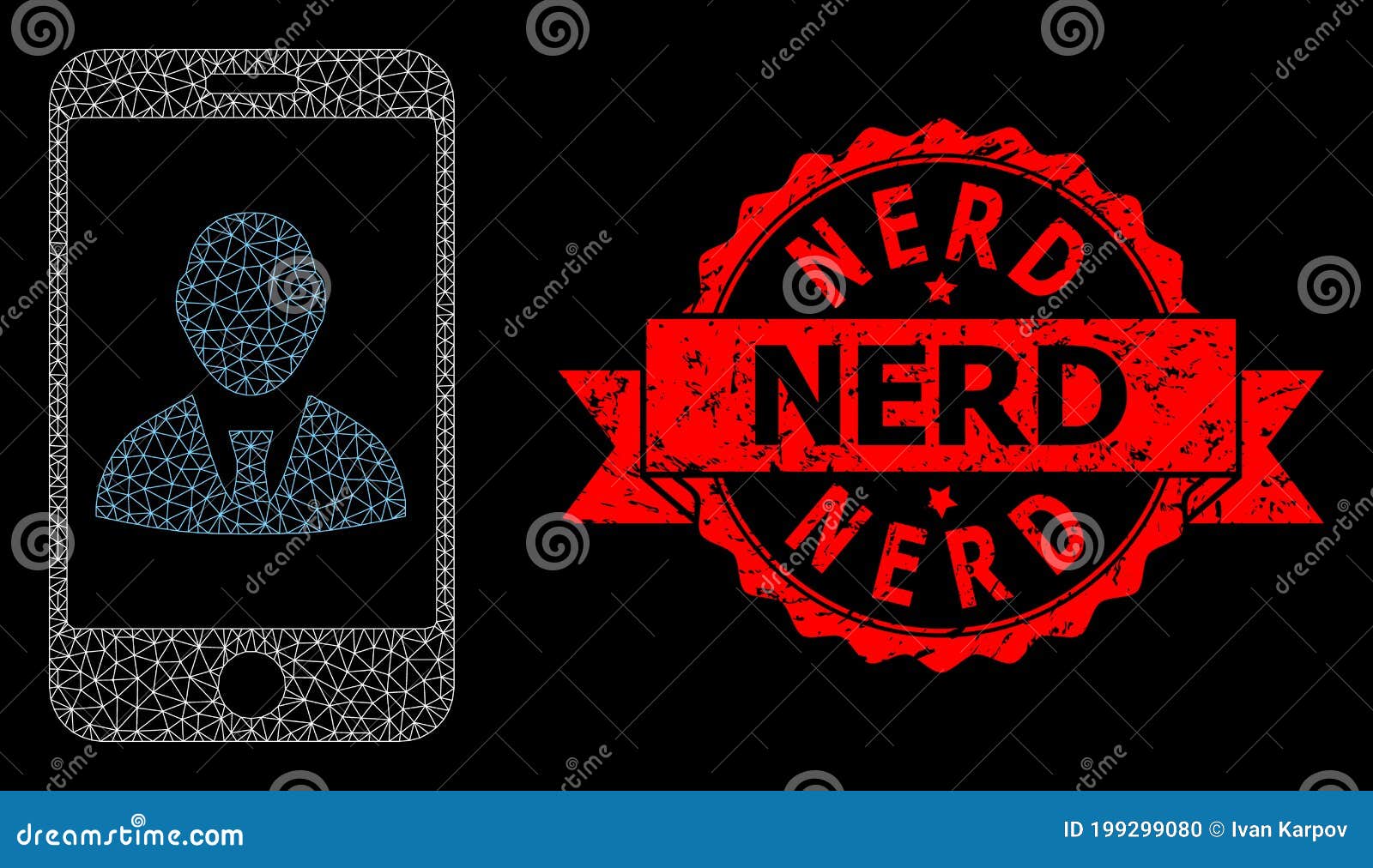 Textured Nerd Seal and Web Network Mobile User Profile Stock Vector ...