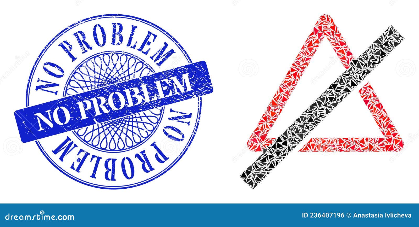 Textured No Problem Stamp Seal and Triangle No Danger Mosaic Stock ...