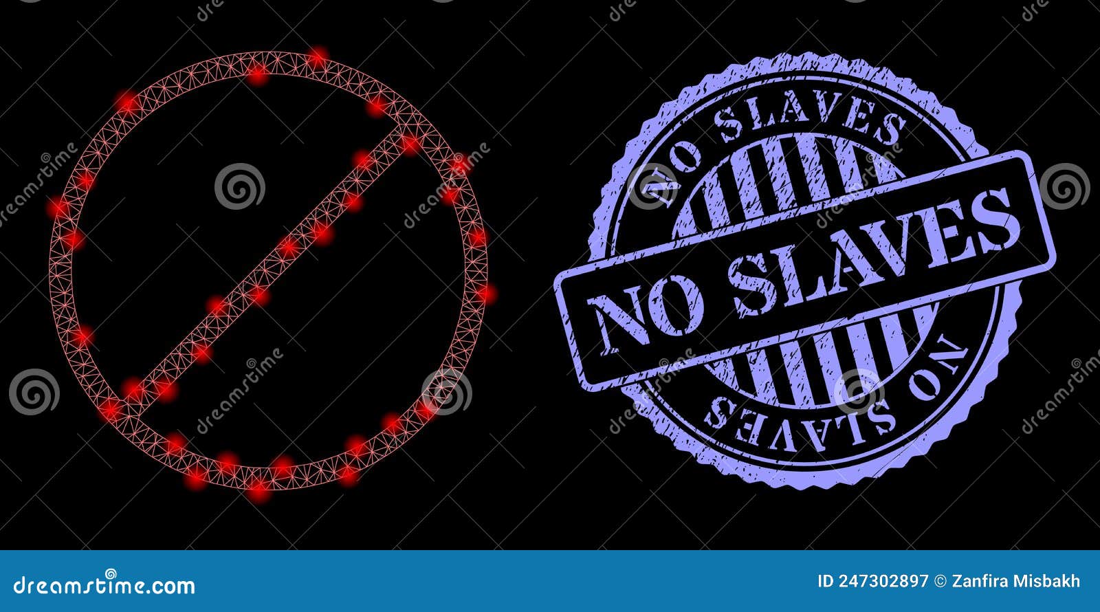 Textured No Slaves Stamp and Bright Mesh Prohibited with Glare Spots ...