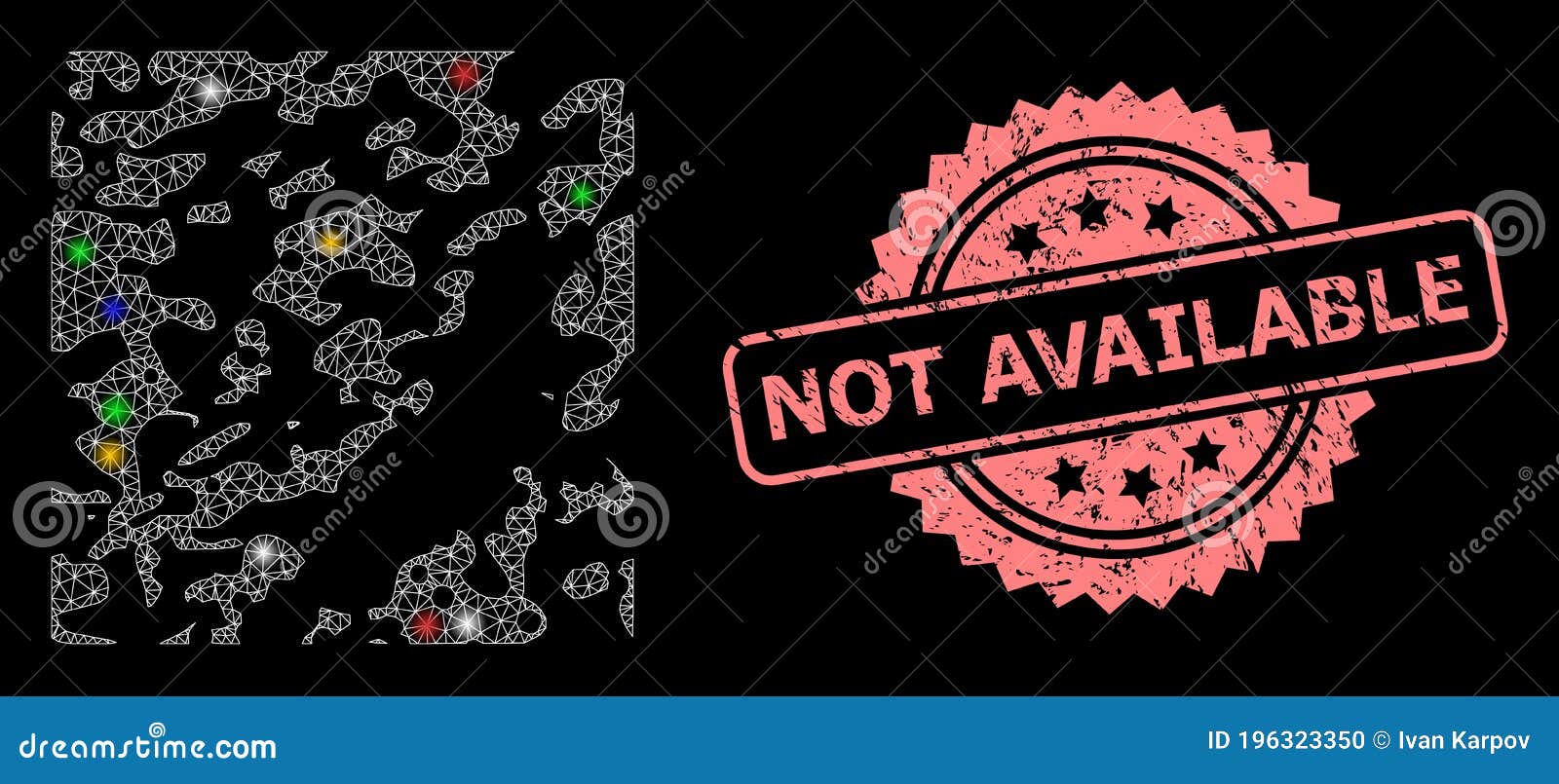 Textured Not Available Stamp and Mesh Destructed with Light Spots Stock ...