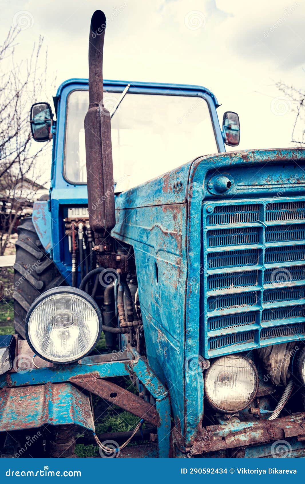 Textured, Old Tractor is Under Repair. Stock Photo - Image of engine ...