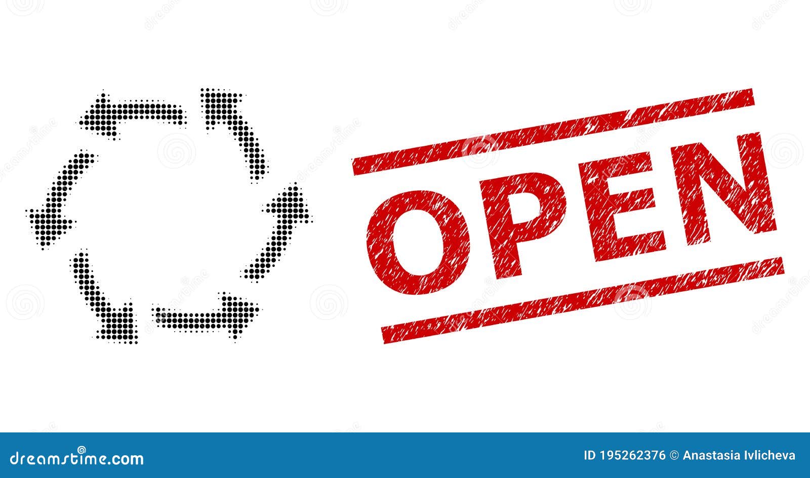 Textured Open Stamp and Halftone Dotted Centrifugal Arrows Stock Vector ...
