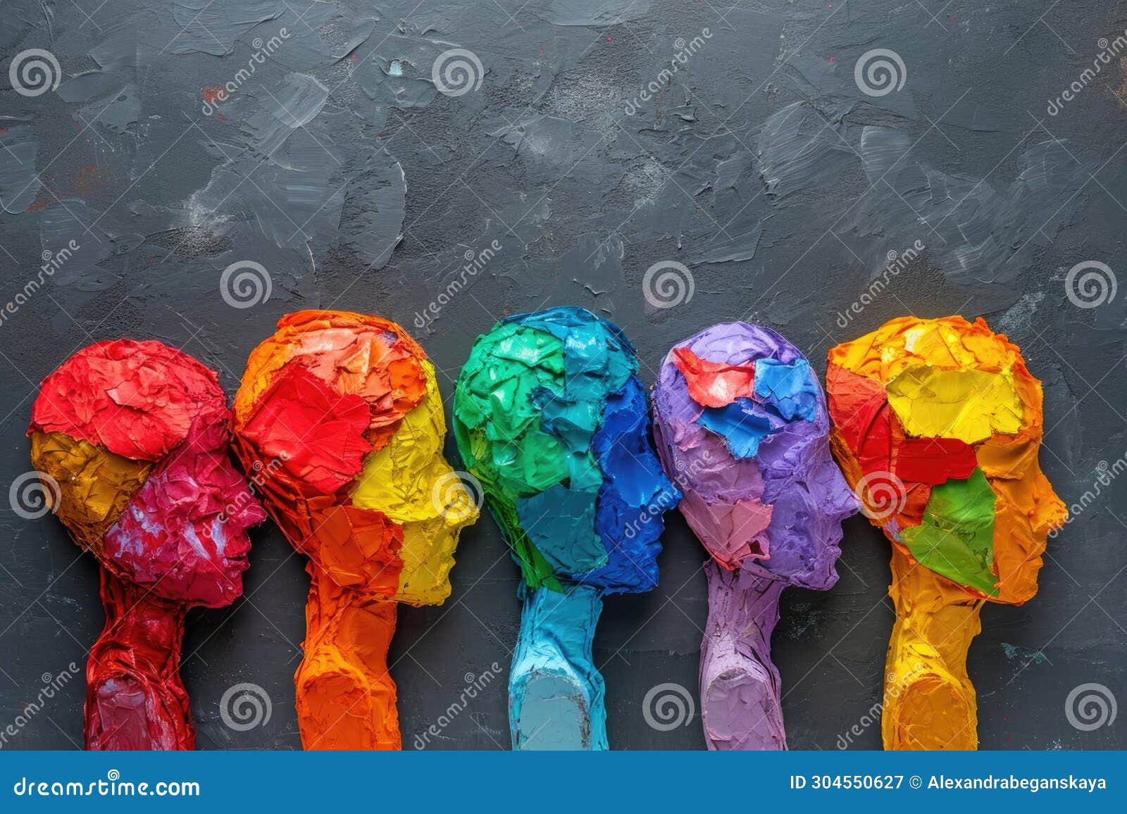 Textured Painted Brain Sculptures Stock Illustration - Illustration of ...