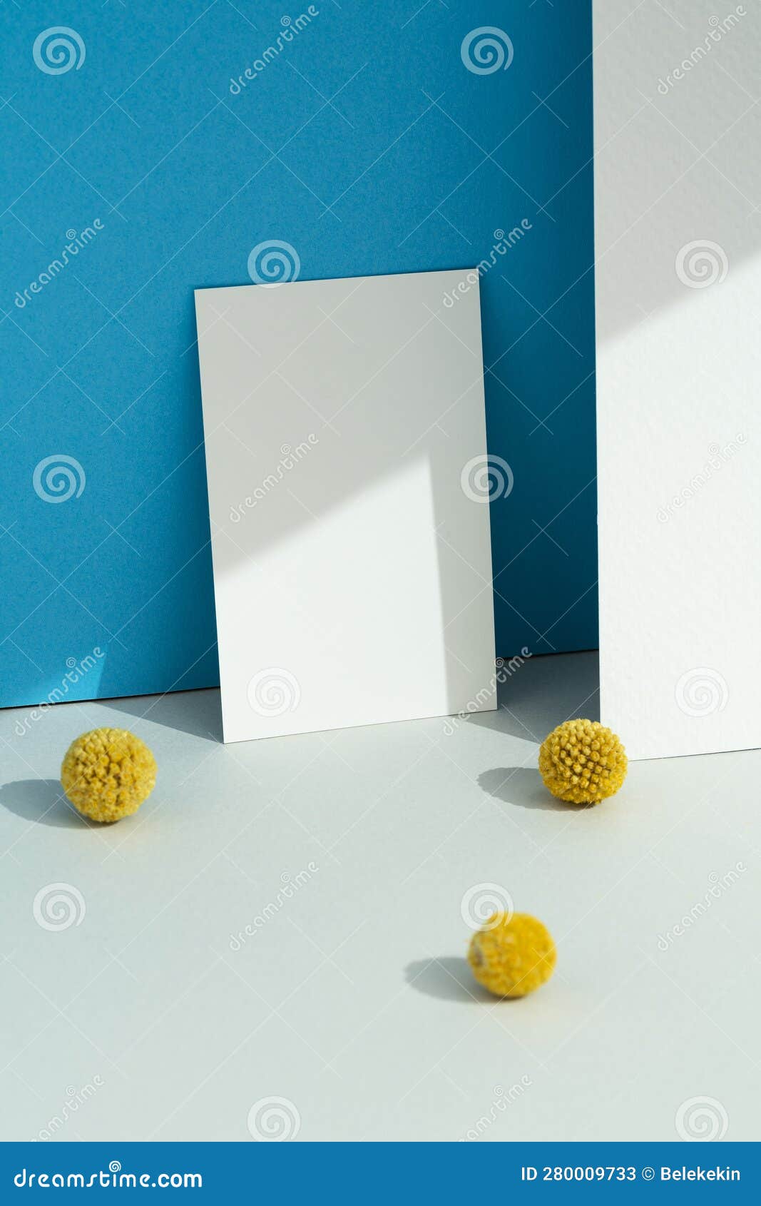 Textured Paper Mockup on Blue Background Stock Image - Image of flowers ...