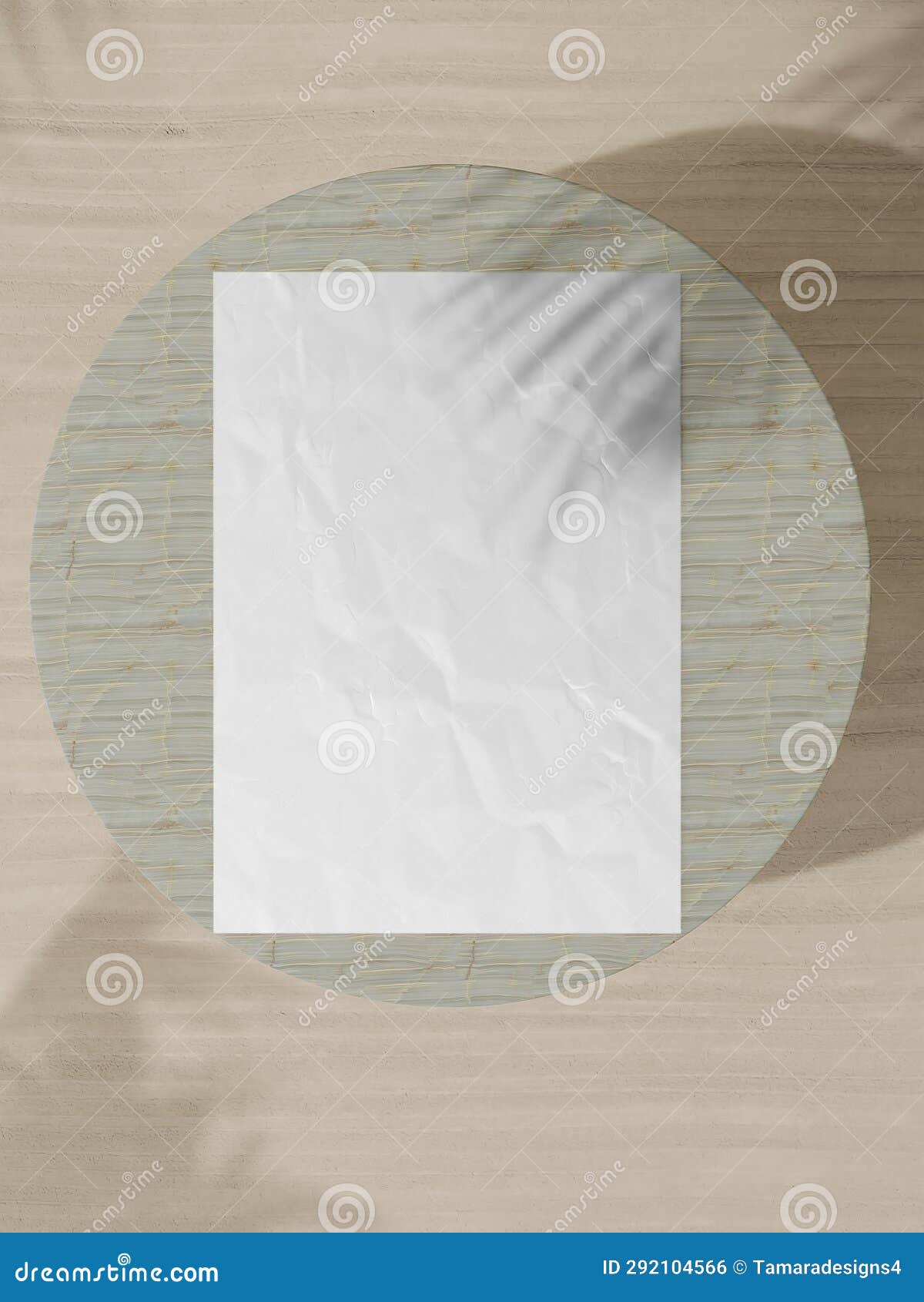 Textured Paper Poster Mockup on a Podium Minimalistic Flat Lay with ...