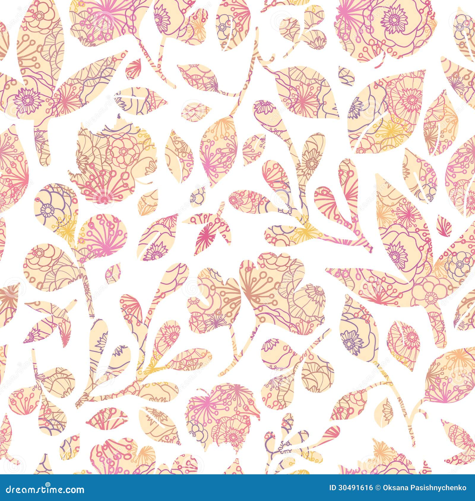 Textured Pastel Leaves Seamless Pattern Background Stock Vector ...