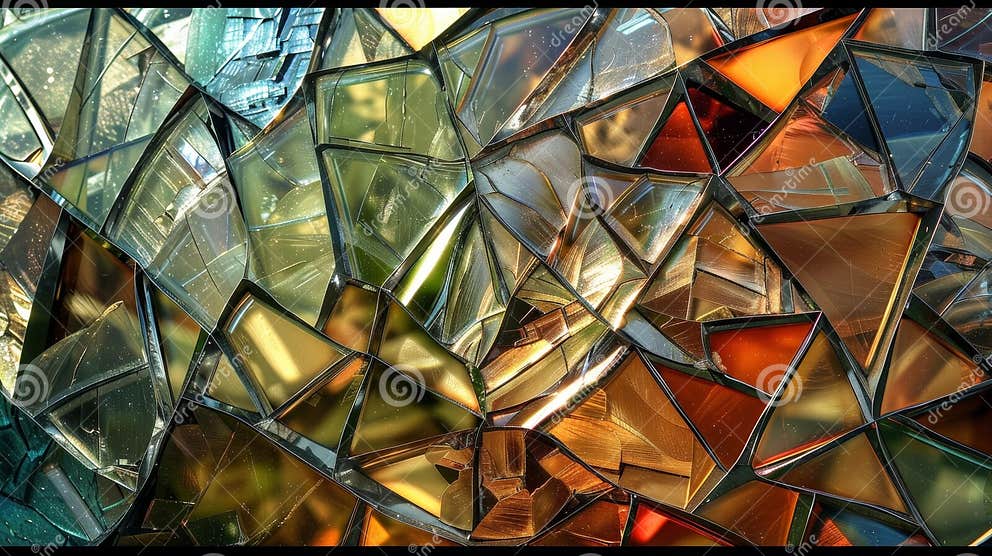 A Textured Pattern of Fragmented Glass Pieces Reflecting Light in ...
