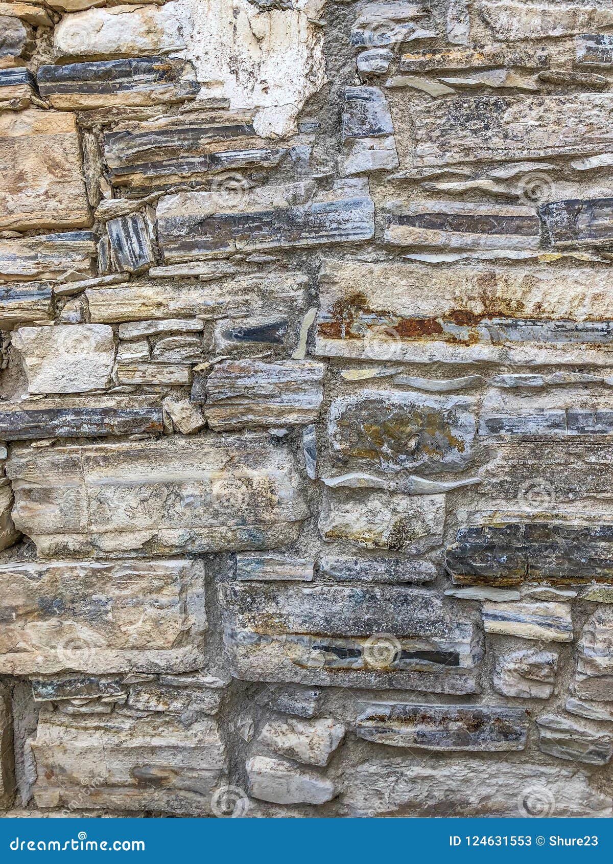 Textured Pattern of an Old Stone Brick Wall Stock Image - Image of ...