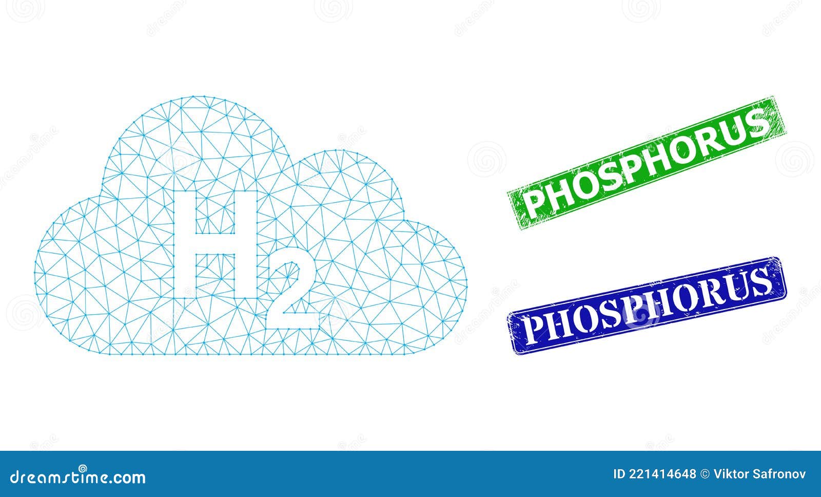 Textured Phosphorus Stamp Seals and Polygonal Mesh Hydrogen Gas Icon ...