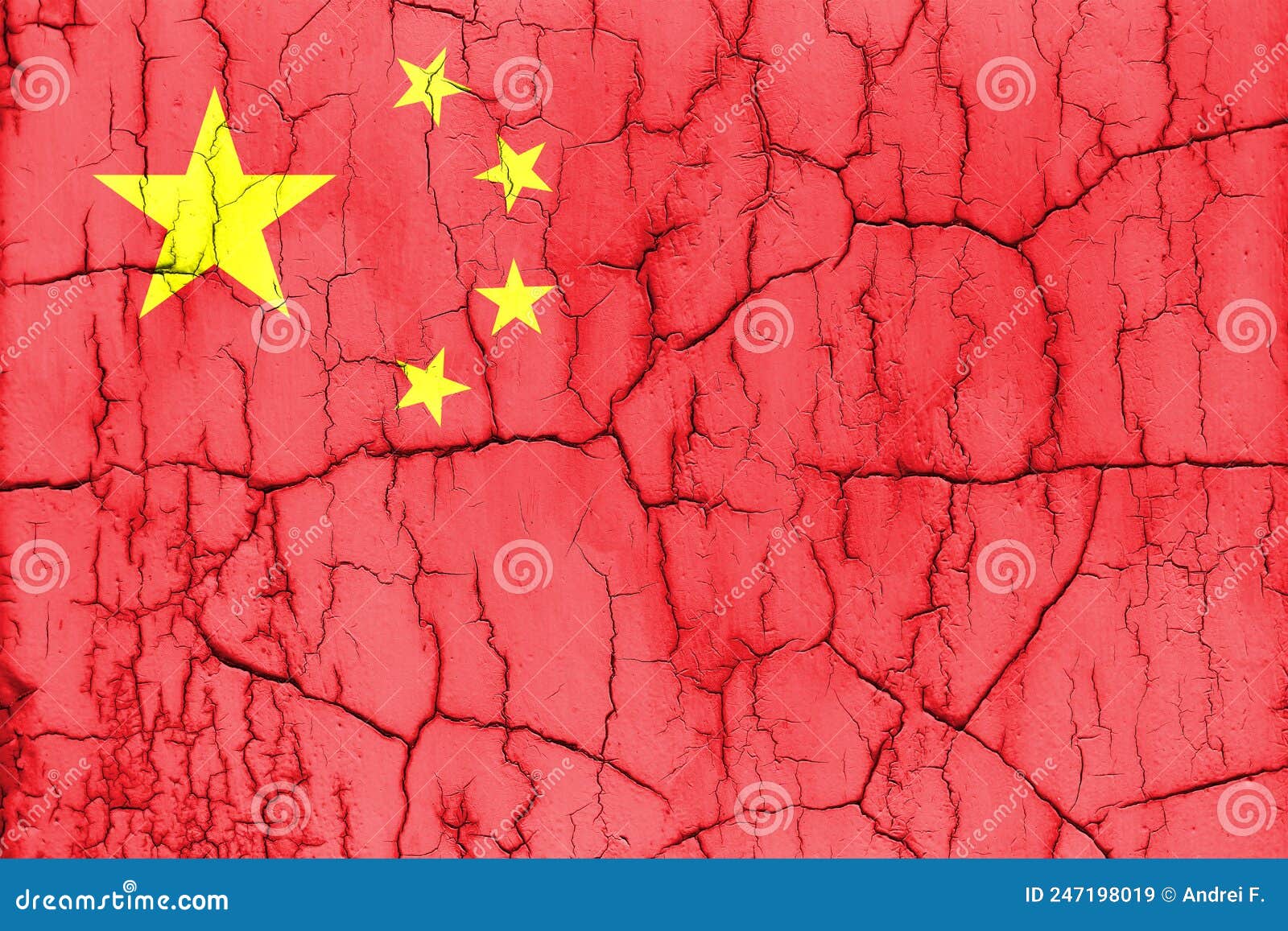 Textured Photo of the Flag of China with Cracks. Stock Image - Image of ...