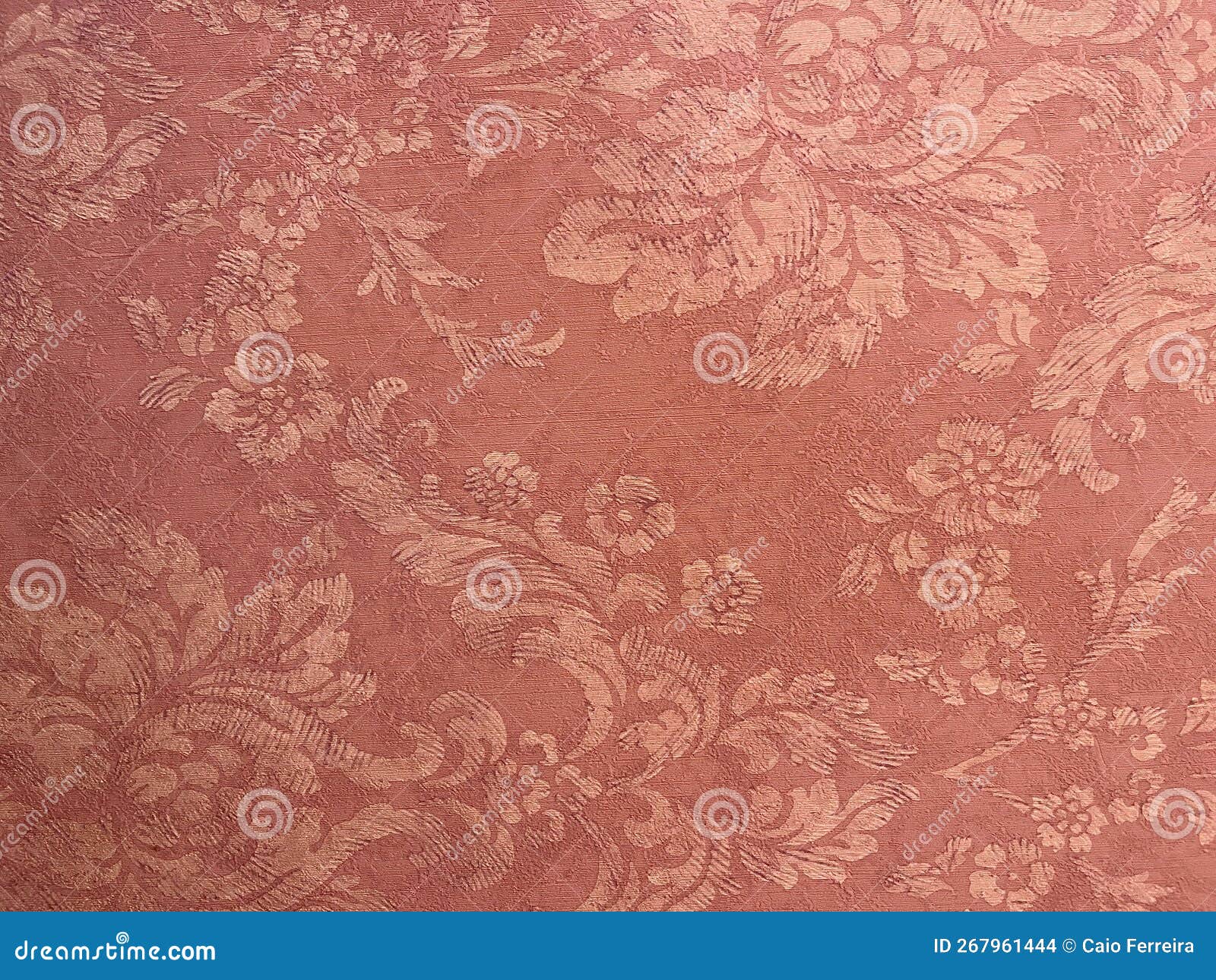 Textured Pink Wallpaper with Background Flower Ornaments Stock ...