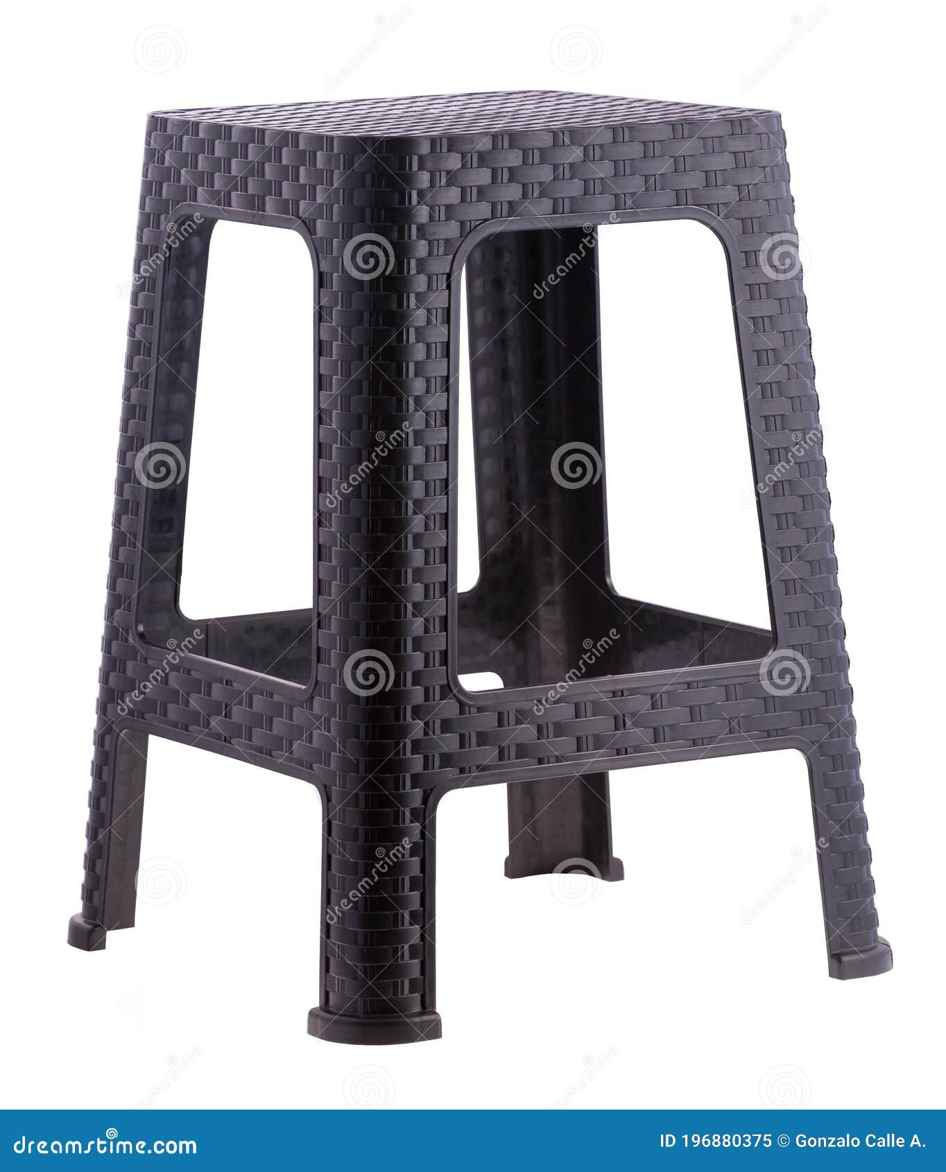 Textured Plastic Armchair without Back; Photo on White Background Stock ...