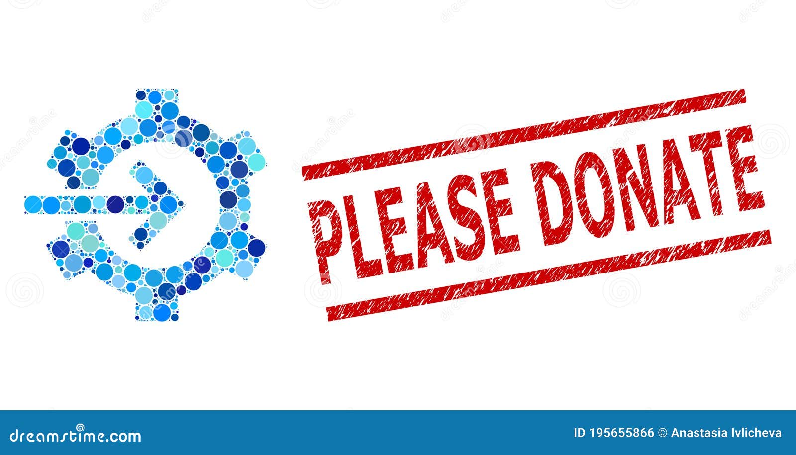 Textured Please Donate Stamp Seal and Cog Integration Collage of ...