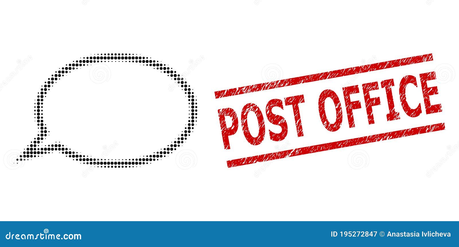 Textured Post Office Stamp and Halftone Dotted Hint Cloud Stock Vector ...