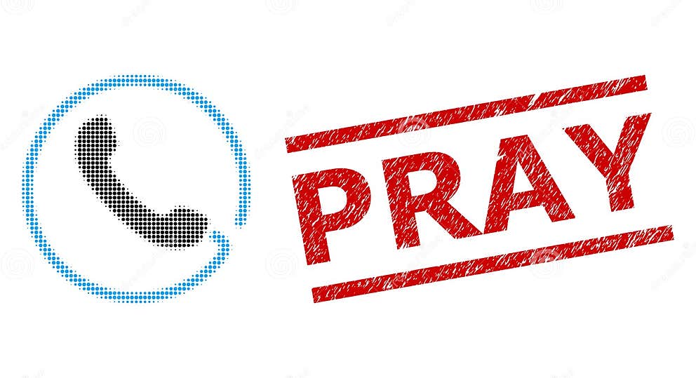 Textured Pray Seal Stamp and Halftone Dotted Phone Stock Vector ...