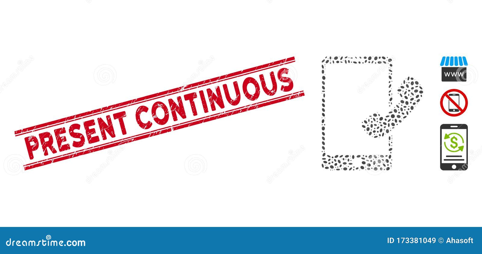 Textured Present Continuous Line Stamp and Collage Call Smartphone Icon ...