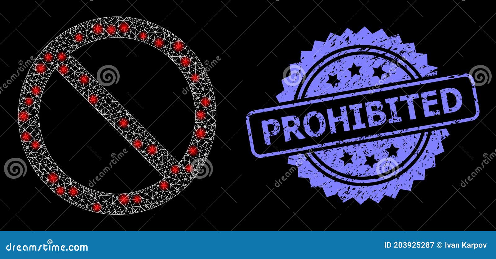 Textured Prohibited Stamp and Bright Web Net Forbidden with Lightspots ...