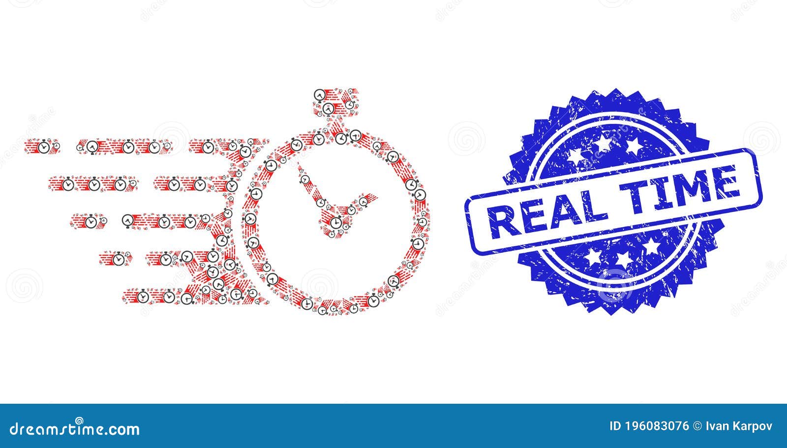 Textured Real Time Seal Stamp and Recursion Time Icon Composition Stock ...
