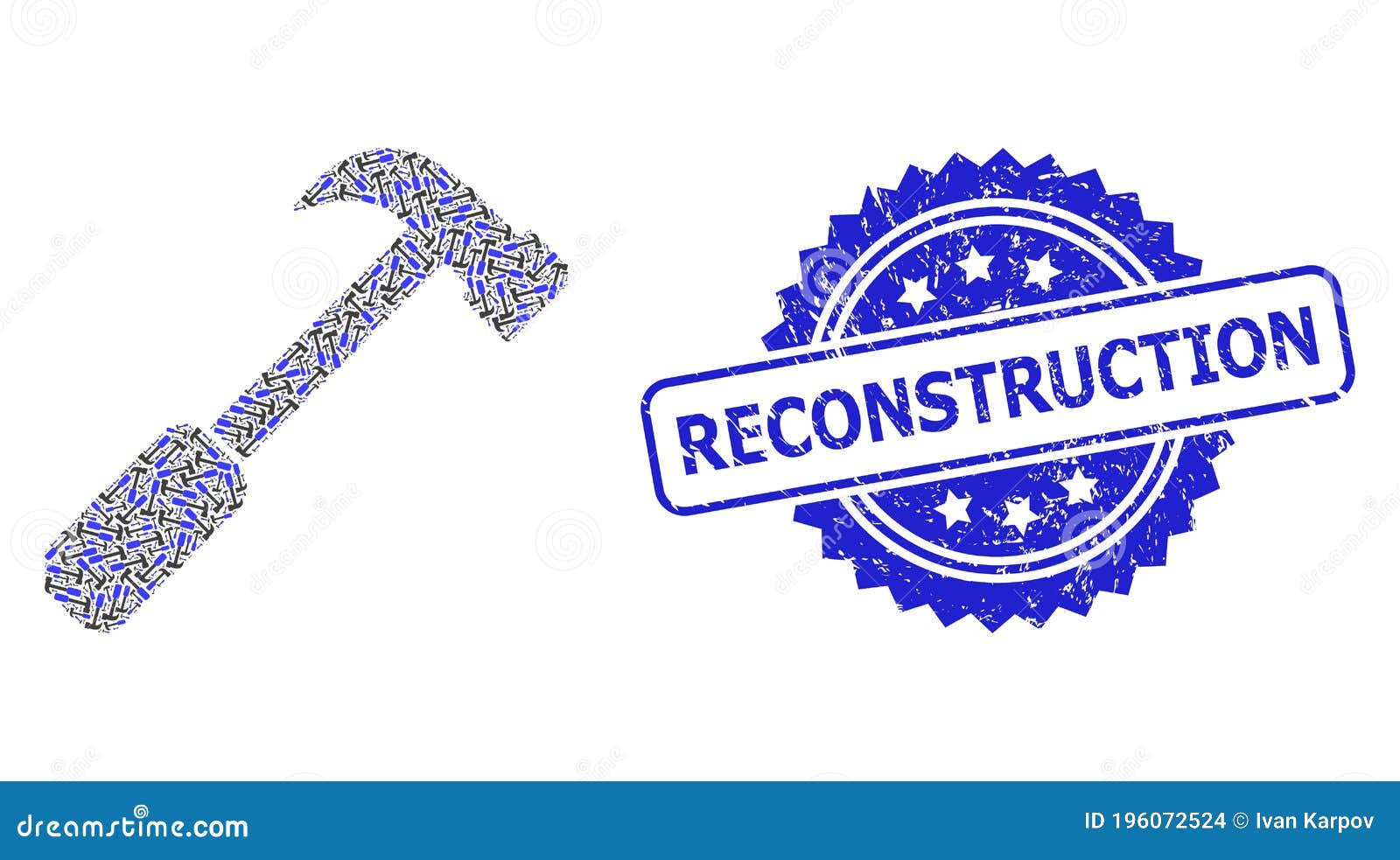 Textured Reconstruction Watermark and Recursive Hammer Icon Mosaic ...