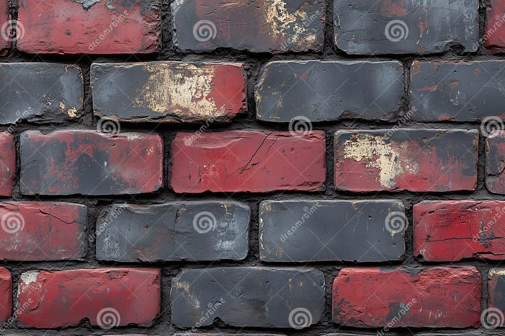 Textured Red and Black Bricks Create a Rustic Wall Background in an ...