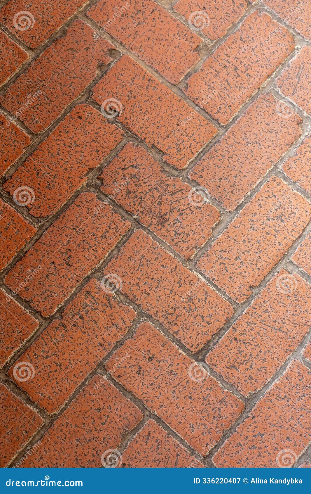 Textured Red Brick Pavement Featuring a Herringbone Pattern in a Sunny ...