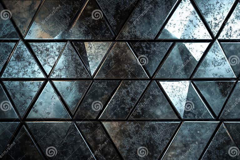 Textured, Reflective Glass Tiles Arranged in a Triangular Pattern Stock ...