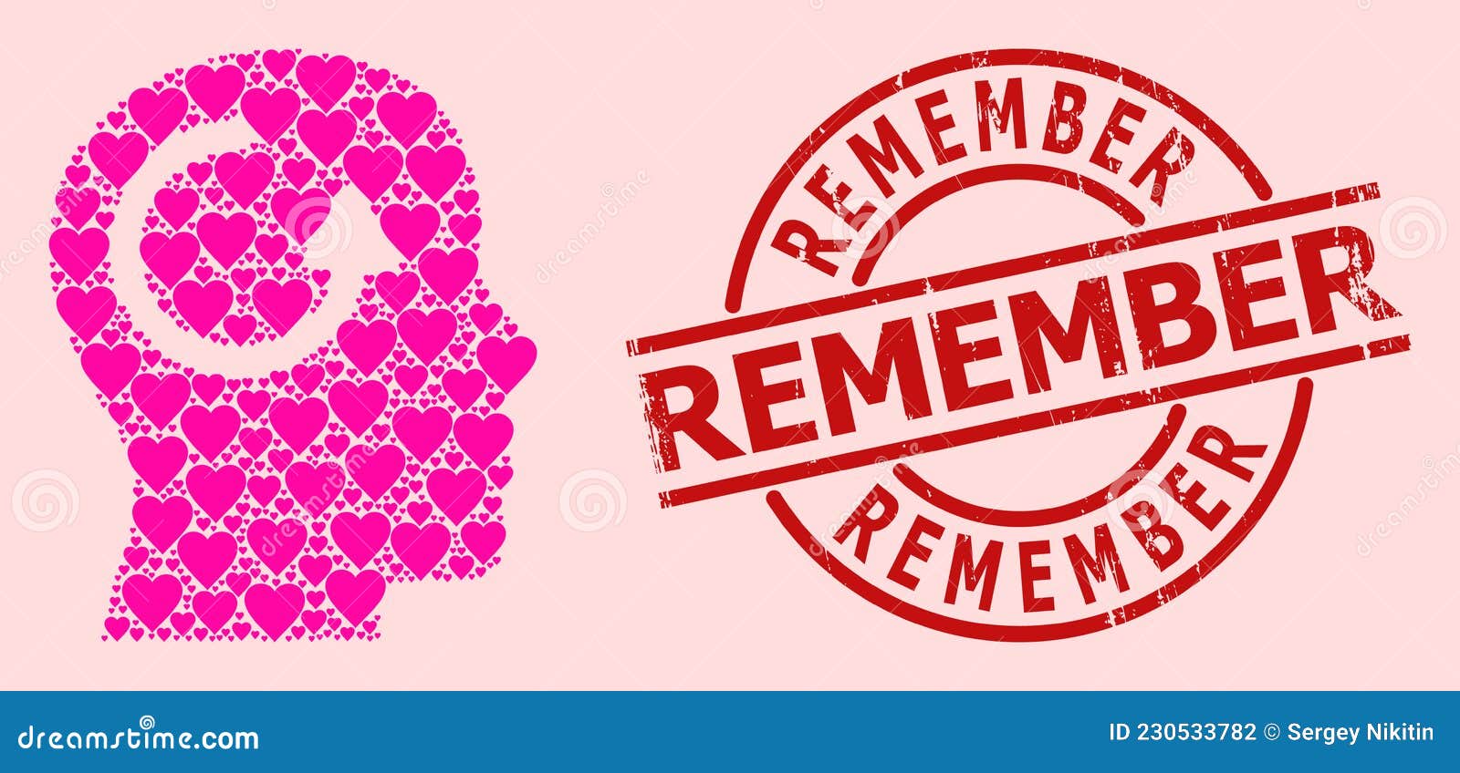 Grunge Remember Stamp Seal and Pink Lovely Remember Mosaic Stock Vector ...