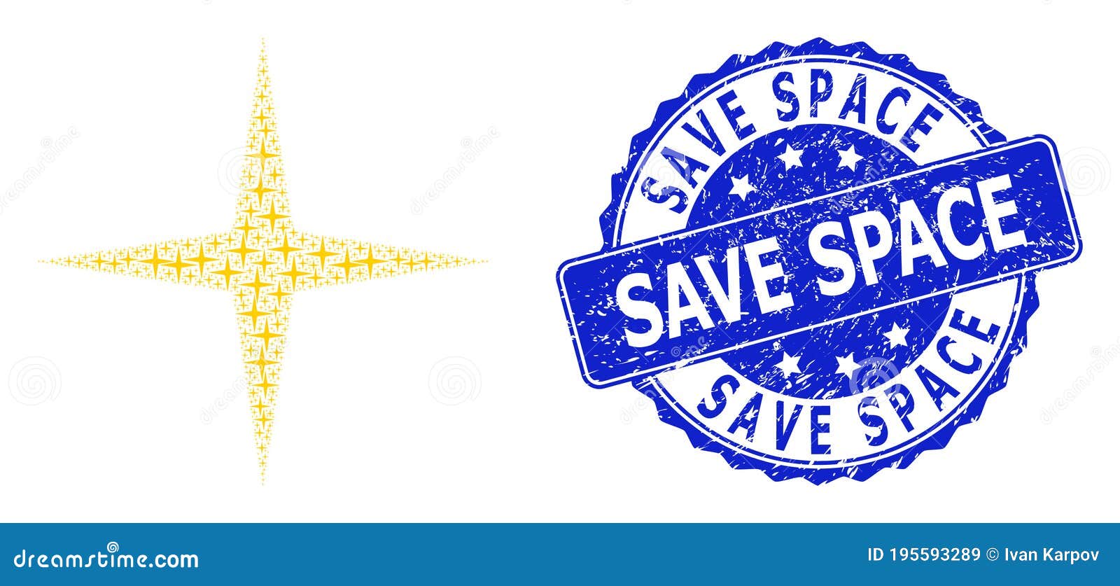 Textured Save Space Round Stamp and Recursion Space Star Icon Collage ...