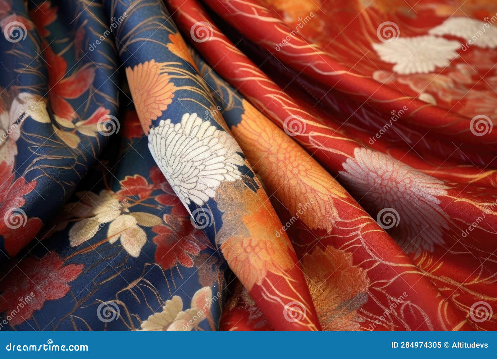 Textured Silk Fabric with Elegant Kimono Patterns Stock Illustration ...