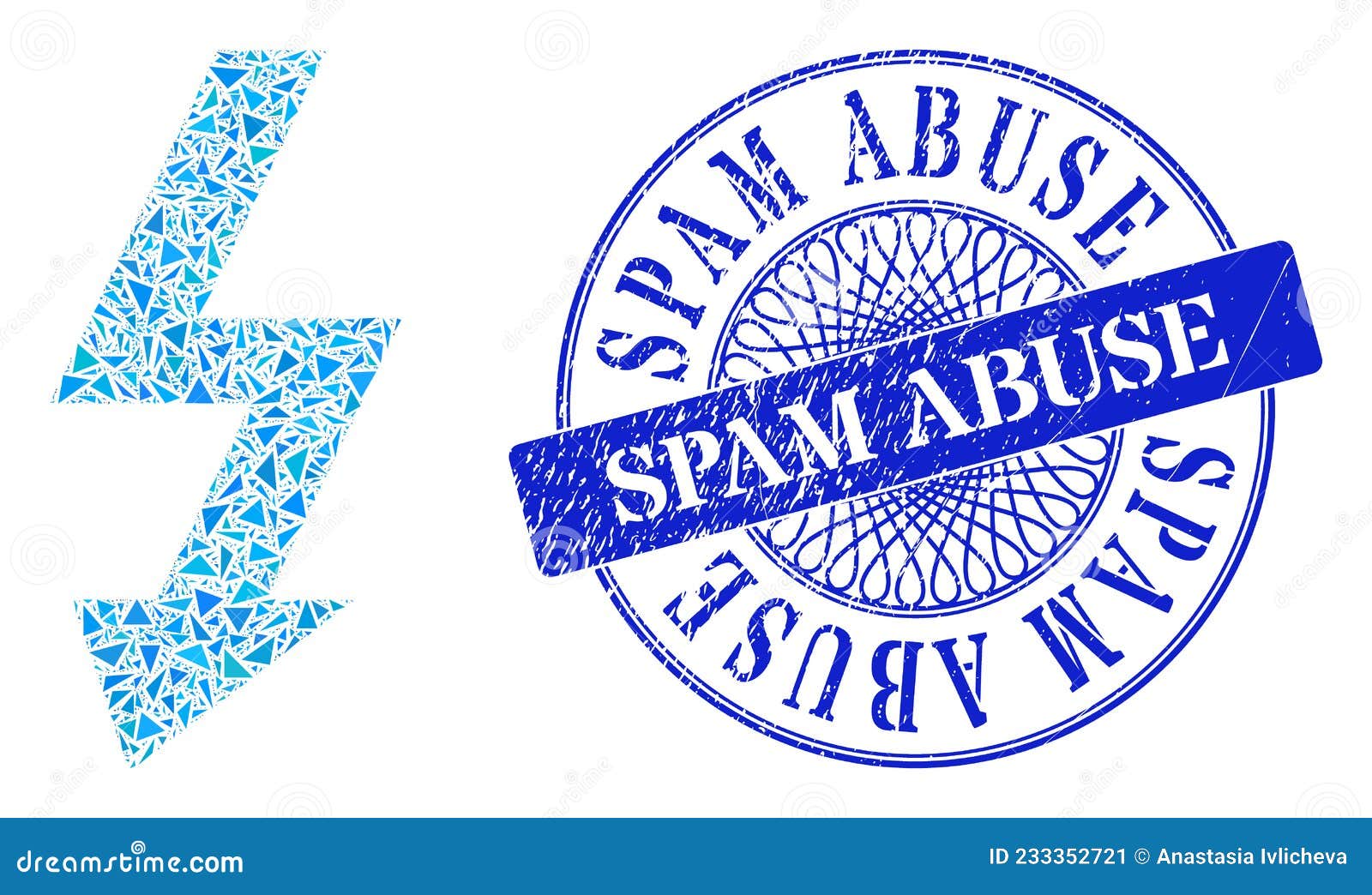 Textured Spam Abuse Stamp Seal and Triangle High Voltage Mosaic Stock ...