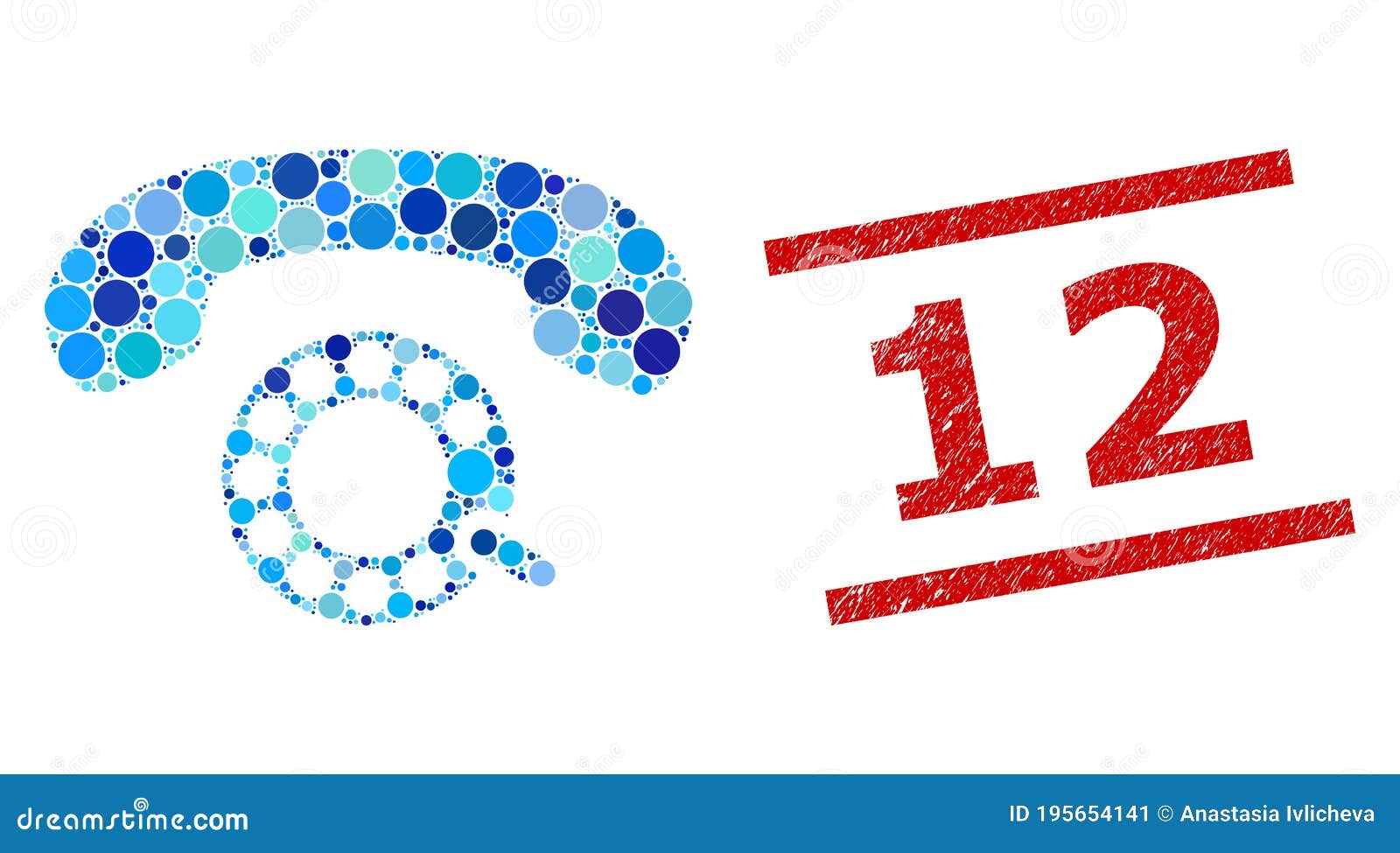 Textured 12 Stamp Print and Pulse Dialing Collage of Rounded Dots Stock ...