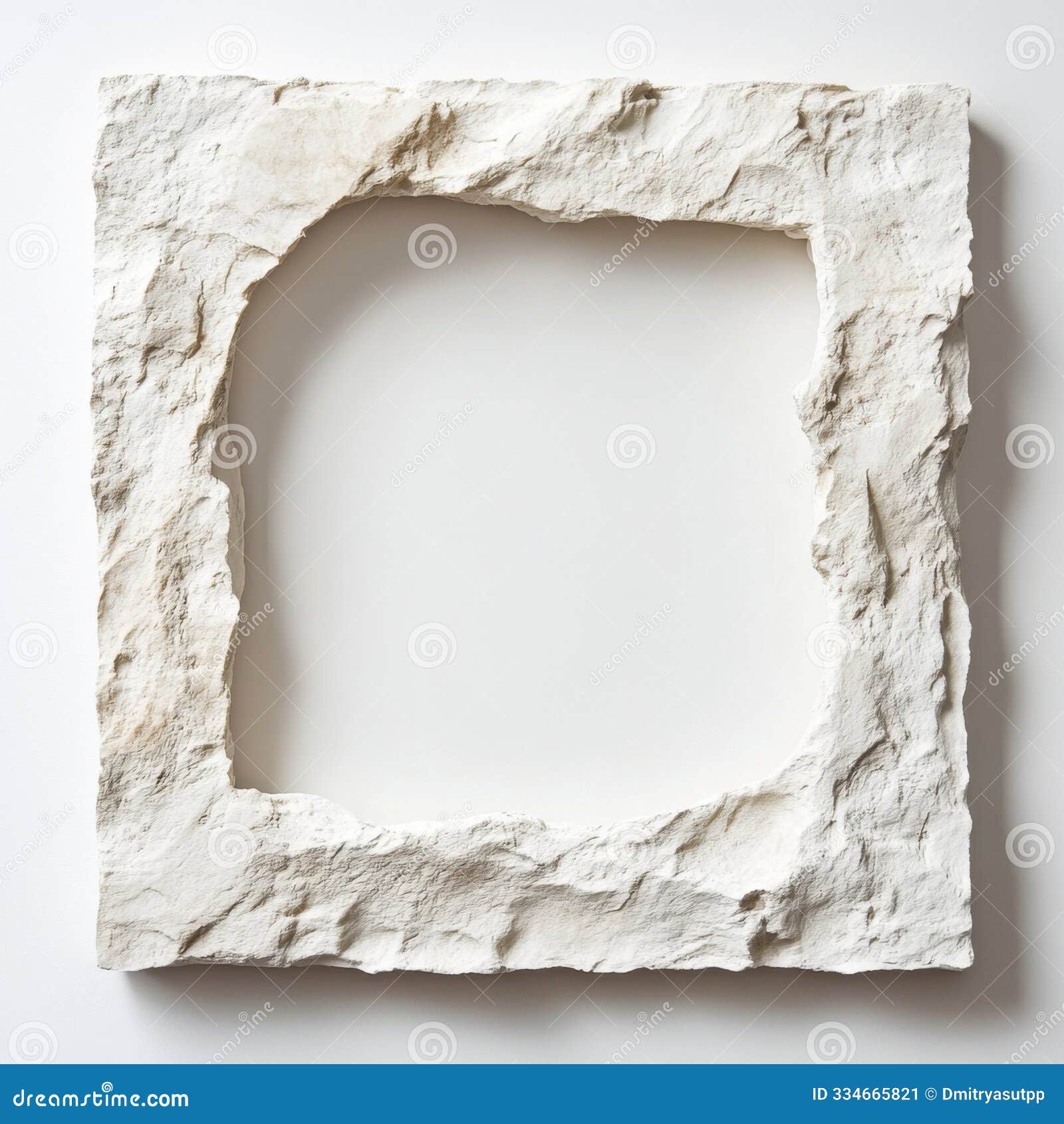Textured Stone Frame with Rough Edges on Plain White Background for ...