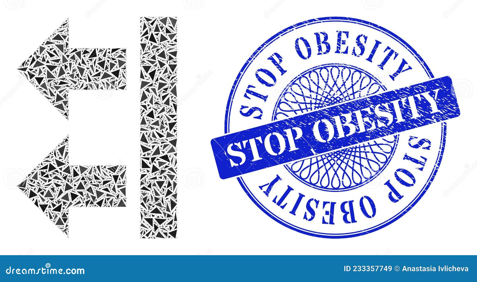 Textured Stop Obesity Stamp and Triangle Bring Left Mosaic Stock Vector ...