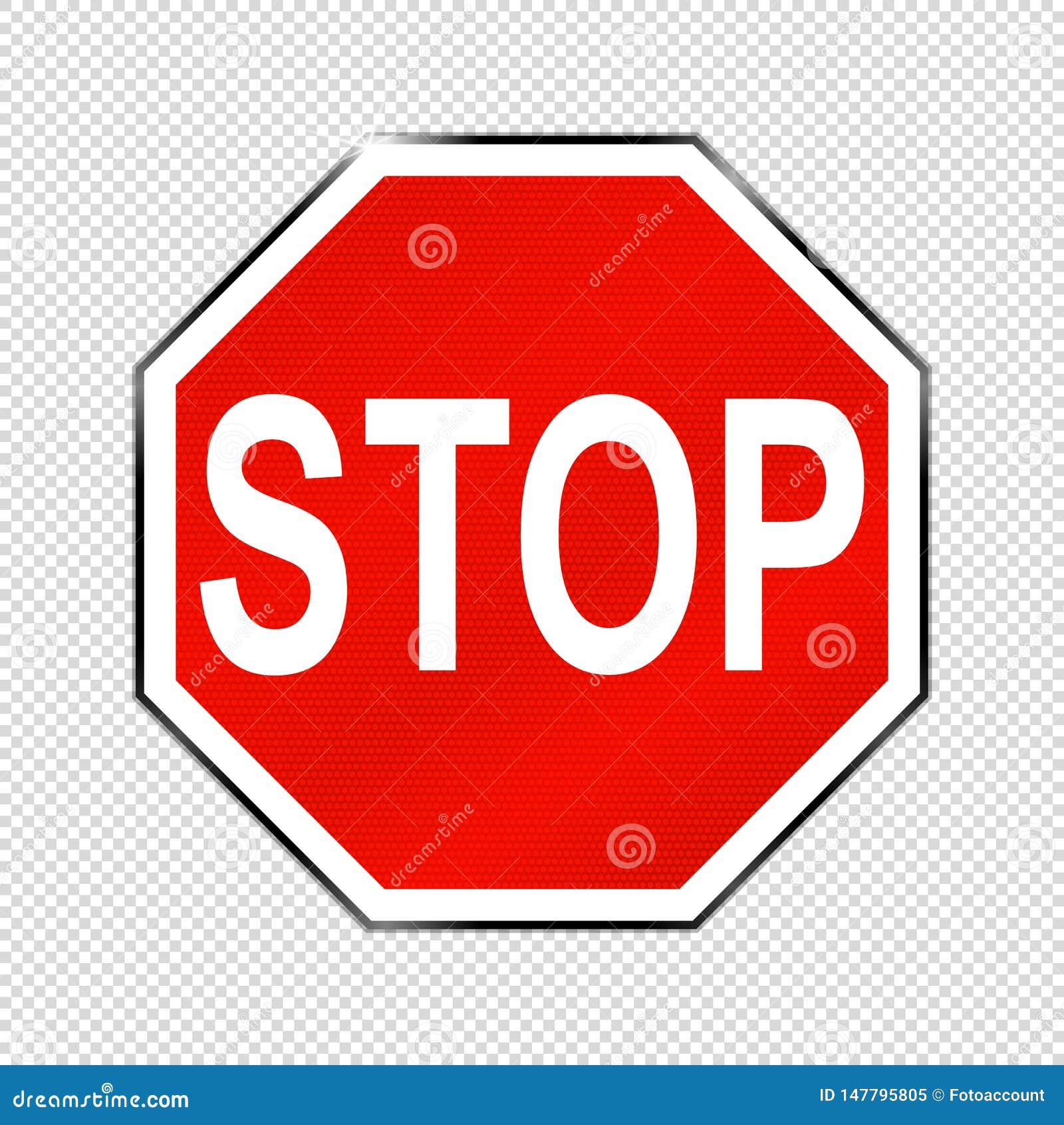 Textured Stop Sign - Red Shining Vector Illustration - Isolated on ...