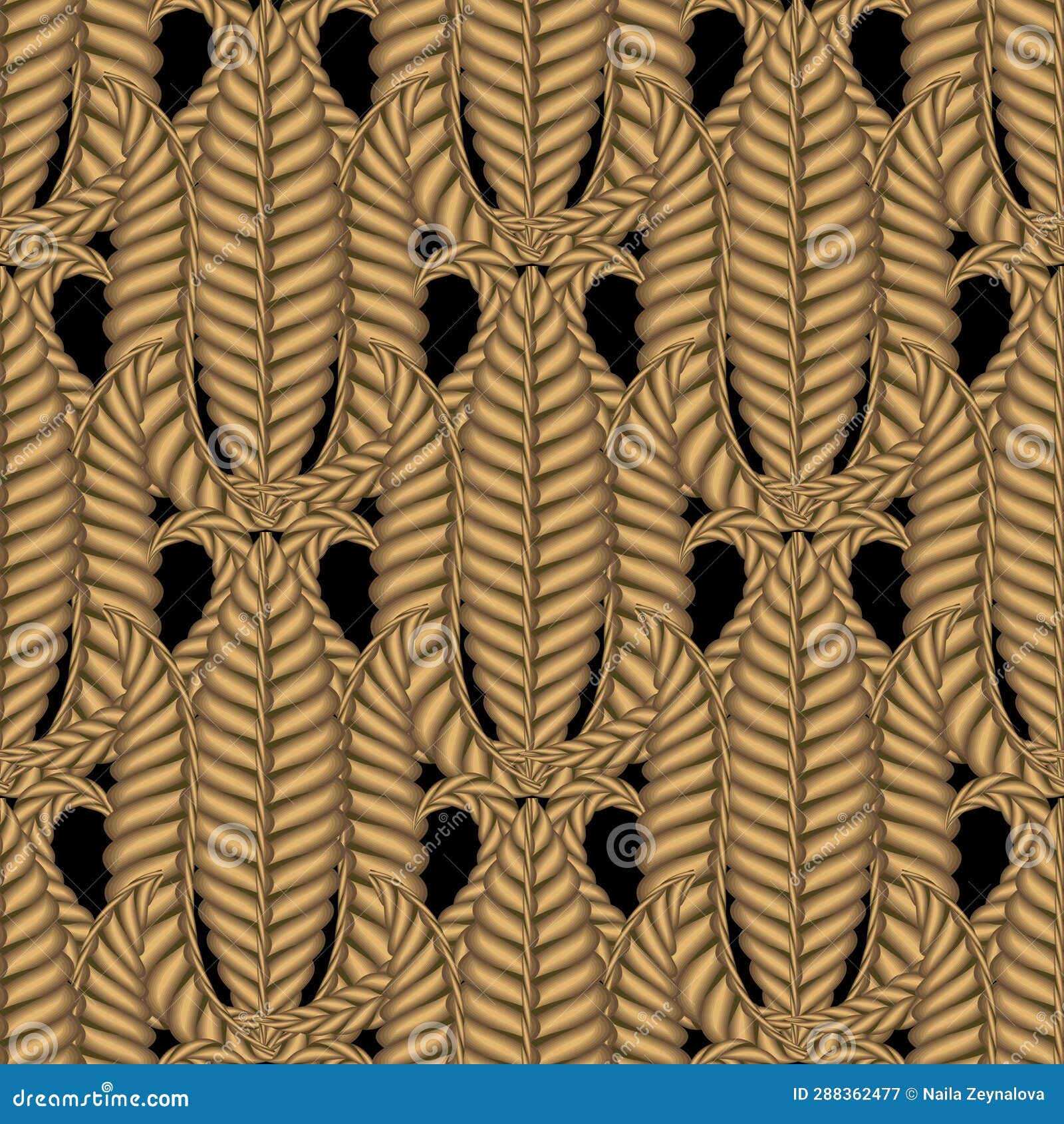 Textured Surface Braided Ropes Wicker 3d Seamless Pattern. Vector ...