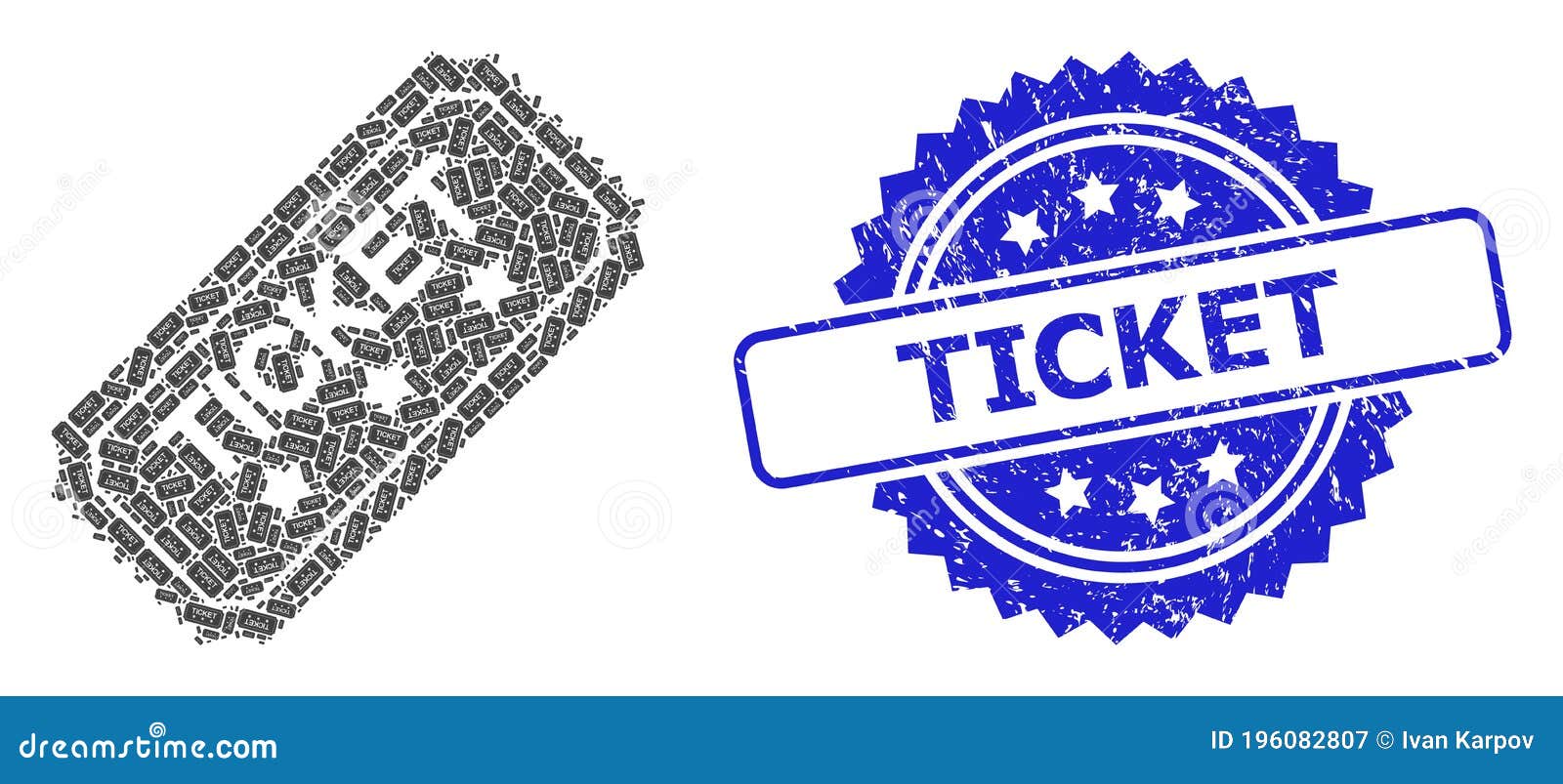 Textured Ticket Seal Stamp and Recursion Ticket Icon Composition Stock ...
