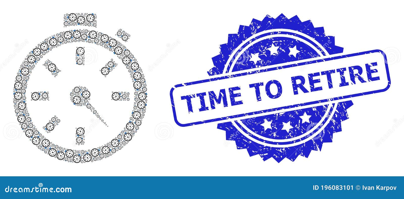 Textured Time To Retire Seal and Recursion Timer Icon Mosaic Stock ...